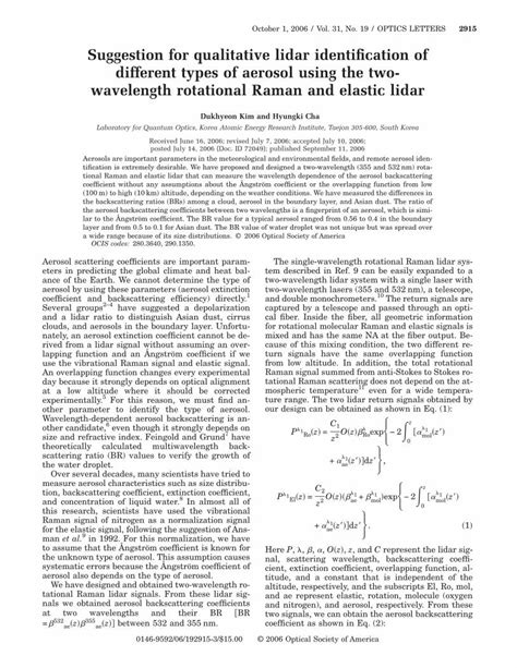Pdf Suggestion For Qualitative Lidar Identification Of Different