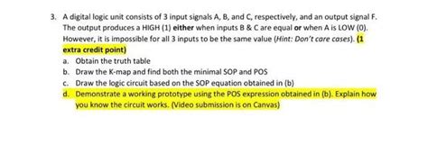 Solved A Digital Logic Unit Consists Of Input Signals Chegg