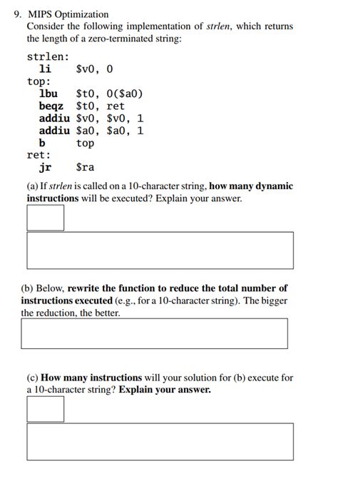Solved 9 MIPS Optimization Consider The Following Chegg Com