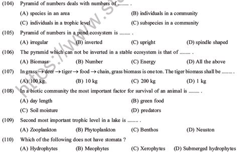 Neet Biology Ecosystem Mcqs Set B With Answers