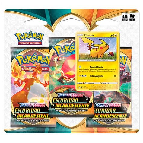 Pokémon Escuridão Incandescente Blister Triplo Pikachu Copag Barão