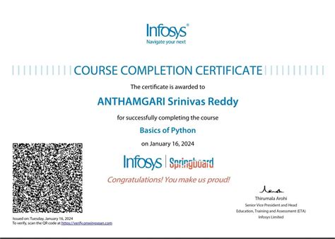 Python Codingjourney Infosysspringboard Python Certification Infosys Srinivas Reddy