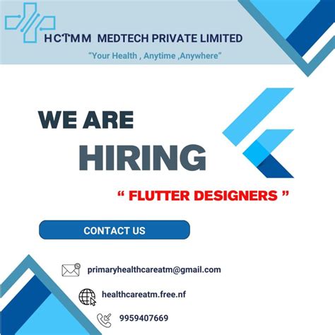 Flutter Flutterinternship Hiring Healthtech Medtech Dart Mobiledevelopment Uiux