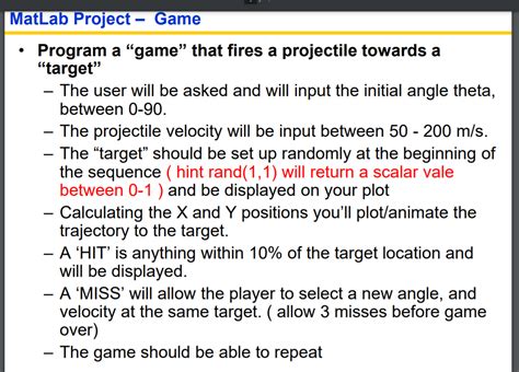 MatLab Project Game Program A Game That Fires A Chegg