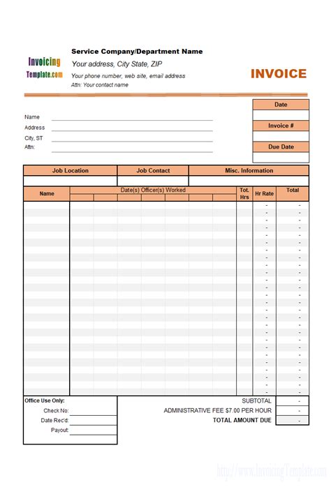 35 Format Blank Invoice Template For Hours Worked For Ms Word With Blank Invoice Template For