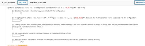 Solved Points DETAILS A Proton Is Located At The Chegg Com