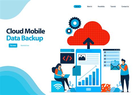 Landing Page Template Of Backup Mobile Work Data And Personal Documents