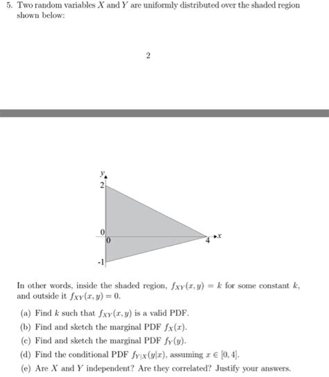 Solved 5 Two Random Variables X And Y Are Uniformly