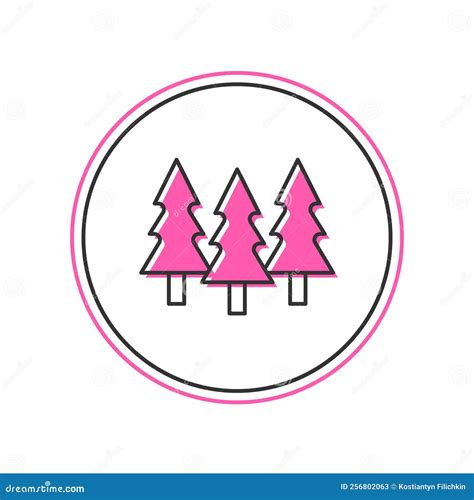 Filled Outline Trees Icon Isolated On White Background Forest Symbol Stock Vector