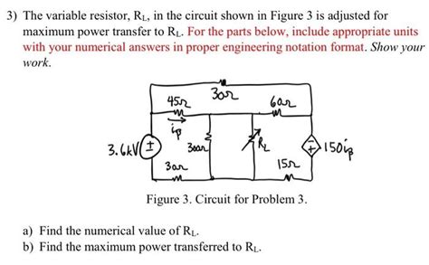 solved 3 the variable resistor rl in the circuit shown in