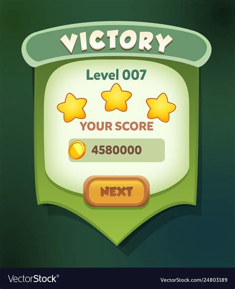 Game Ui Level Complete Menu Pop Up With Stars Scor
