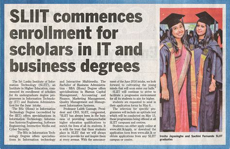 Sliit Commences Enrollement For Scholars In It And Business Degrees Sliit
