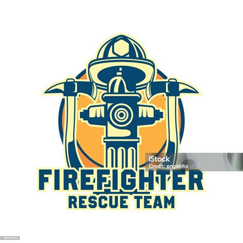 소방 관 아이콘 엠 블 럼과 휘장 귀하의 슬로건에 대 한 텍스트 공간 태그 행 벡터 일러스트 레이 션 구조에 대한 스톡 벡터