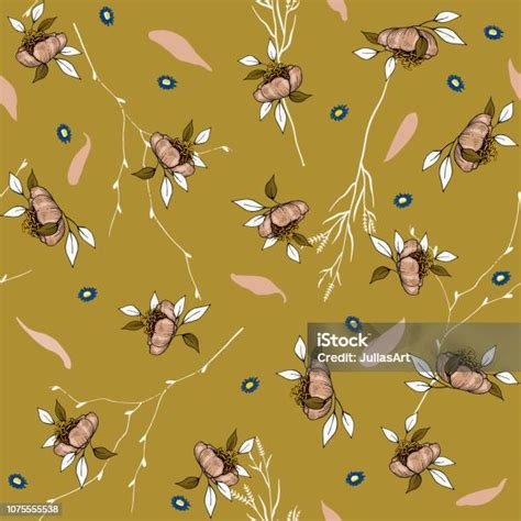 빈티지 배경입니다 배경 화면입니다 현실적인 피 꽃 고립 핸드 그린입니다 벡터 일러스트입니다 꽃 꽃 패턴 완벽 한 집입니다 0명에 대한 스톡 벡터 아트 및 기타 이미지