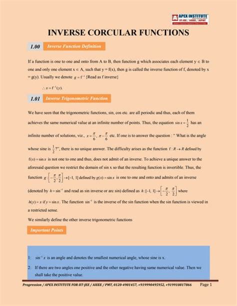 inverse circular function pdf physics science
