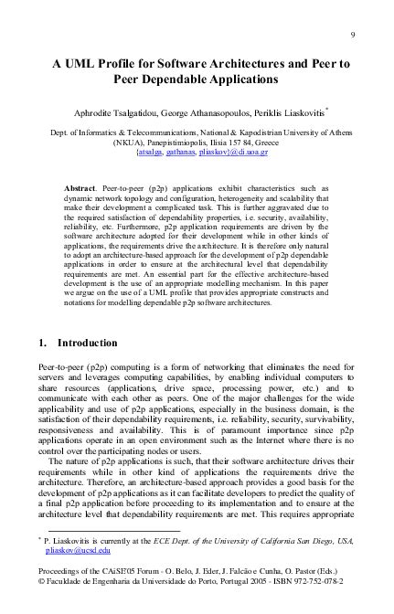 pdf a uml profile for software architectures and peer to peer