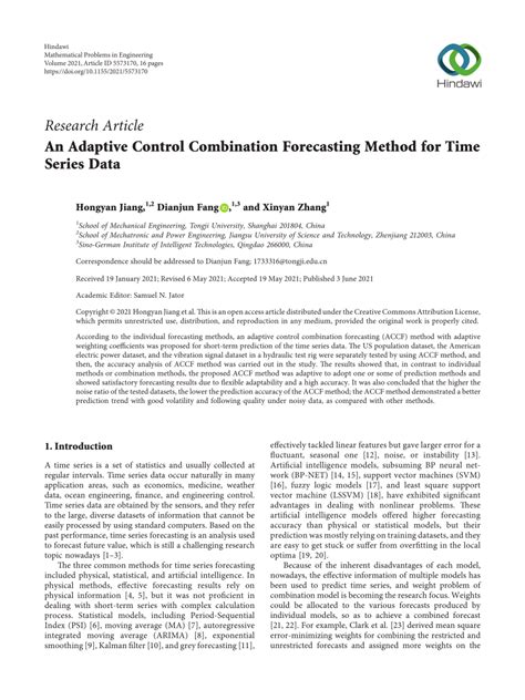 pdf an adaptive control combination forecasting method for time