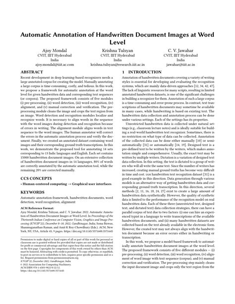 Pdf Automatic Annotation Of Handwritten Documents In Word Level