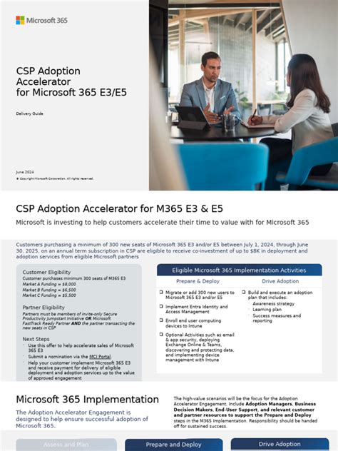 Csp Adoption Accelerator For M365 E3 E5 Delivery Guide Pdf User Computing Active Directory
