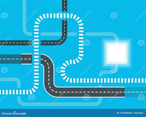 Futuristic Road Map Background GPS Navigation Banner Winding Road