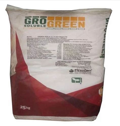 Chemical Grade Packaging Size 25 Kg Gro Green Water Soluble Fertilizer