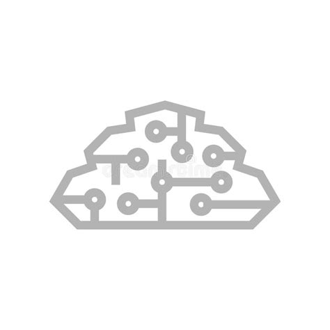 Electronic Brain Icon Tech Brains Sign Stock Vector Illustration Of