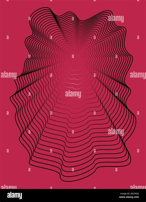 Psychedelic Abstract Vertical Illustration Viva Magenta Color Wireframe Flying Ghost Vector