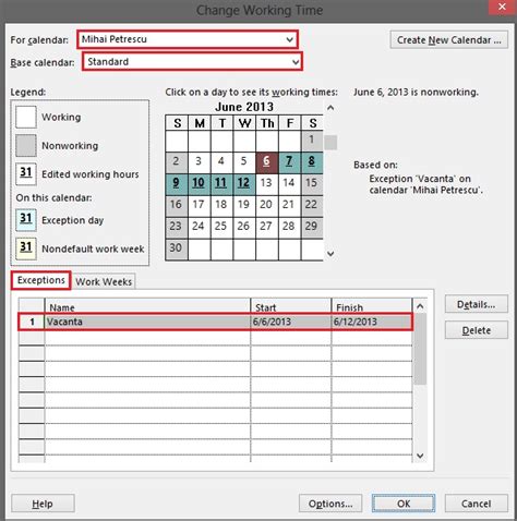 tipuri de calendare in microsoft project