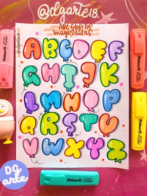 Abecedario Globitos Mayúsculas Hand Lettering Art Hand Lettering