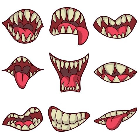 Free Vector Illustration Collection Of Mouth With Fangs And Gaping