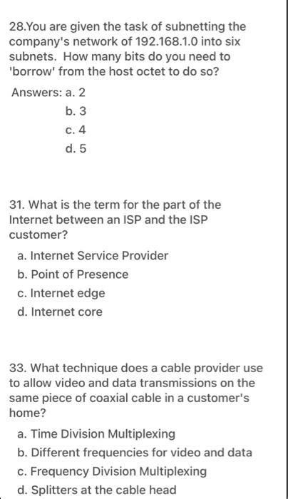 Solved 28 You Are Given The Task Of Subnetting The