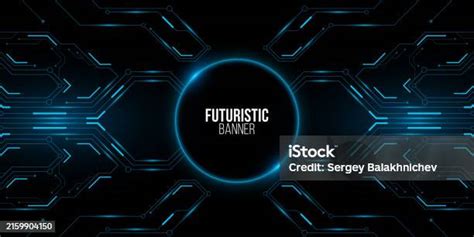 미래 지향적인 하이테크 배너 디자인 컴퓨터 회로 기판이 있는 빛나는 공상 과학 Hud 현대 기술 배경 벡터 일러스트 레이 션