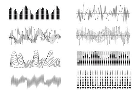 Sound Waves Mega Set In Graphic Flat Design Bundle Elements Of Curve