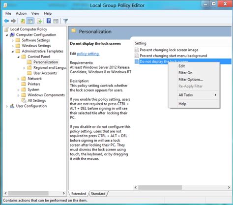 Disable Lock Screen In Windows 8