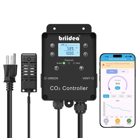 Briidea Wi Fi Co2 Controller For Grow Tent Two Plug System Fit With Co2 Regulator And Inline