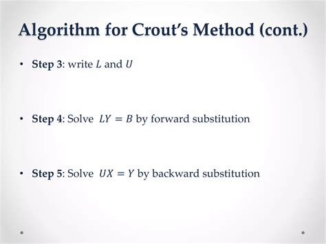 crout s method for solving system of linear equations pptx physics science