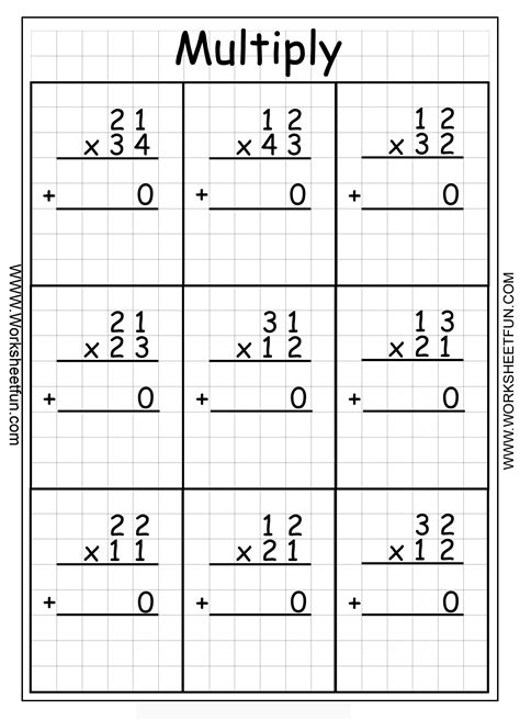 Multiply 4 Digit By 2 Digit Worksheet