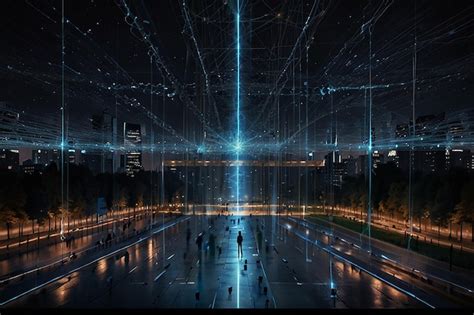 Premium Photo Data Nexus Citys Central Hub Of Neural Network Streams