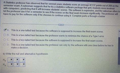 Solved A Statistics Professor Has Observed That For Several