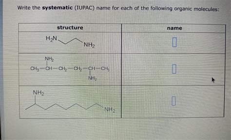 Solved Write The Systematic Iupac Name For Each Of The