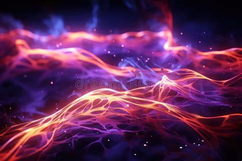 Neural Network Neon Colors Abstract Background Ai Generative Stock Illustration