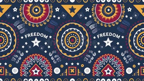 Intricate Tribal Freedom Pattern With Geometric And Star Motifs