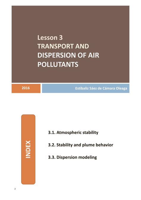 PDF Lesson3 TRANSPORT AND DISPERSION OF AIR POLLUTANTS AIR POLLUTION 3 TRANSPORT AND