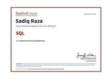 Sql Online Course By Stanford University Sadiq Vazir Coder