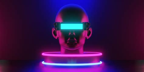 시뮬레이션 사이버펑크 게이머 배경 3d 렌더링 그림 공상 과학 로봇 기술의 네트워크 게임과 함께 메타버스 Vr 가상 현실