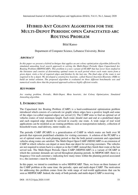 Pdf Hybrid Ant Colony Algorithm For The Multi Depot Periodic Open