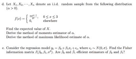 Solved D Let X1 X2xn Denote An Iid Random Sample