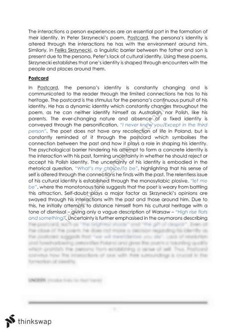 Identity Essay English Advanced Year 11 Hsc Thinkswap