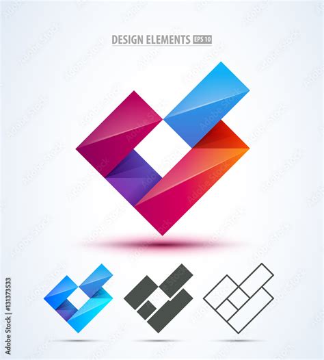 Vector Abstract Logo Elements Collection Origami Check Mark Sign Stock Vector Adobe Stock