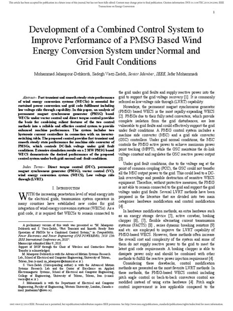 Development Of Combined Control System To Improve Grid Faults Pdf